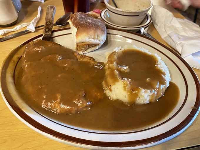Chicken fried steak smothered in gravy, because sometimes comfort food is the only food that matters.