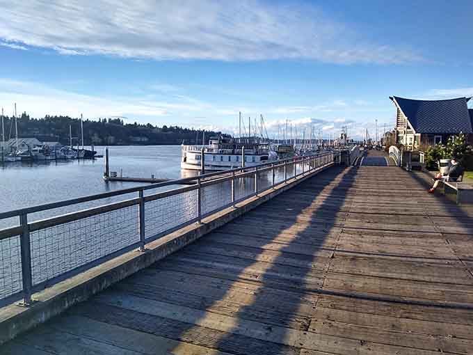 Percival Landing's boardwalk stretches along the waterfront, perfect for contemplative strolls and pretending you're in a movie montage.