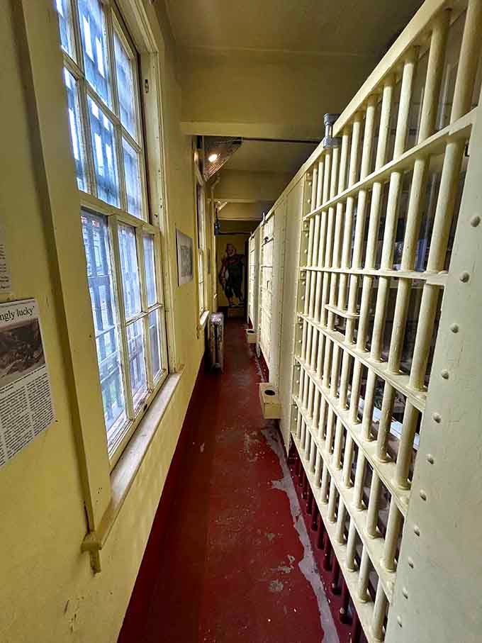 These narrow corridors once echoed with very different footsteps, now they host fans reliving their favorite adventure film.