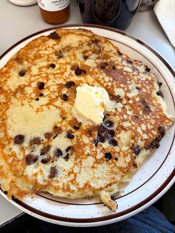 This chocolate chip pancake is so massive it has its own gravitational pull&mdash;and yes, you'll finish every bite.