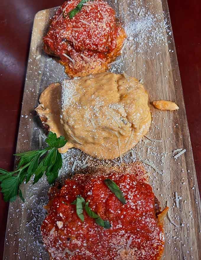 When red sauce meets creamy alfredo on a single platter, you know someone in the kitchen understands true happiness.