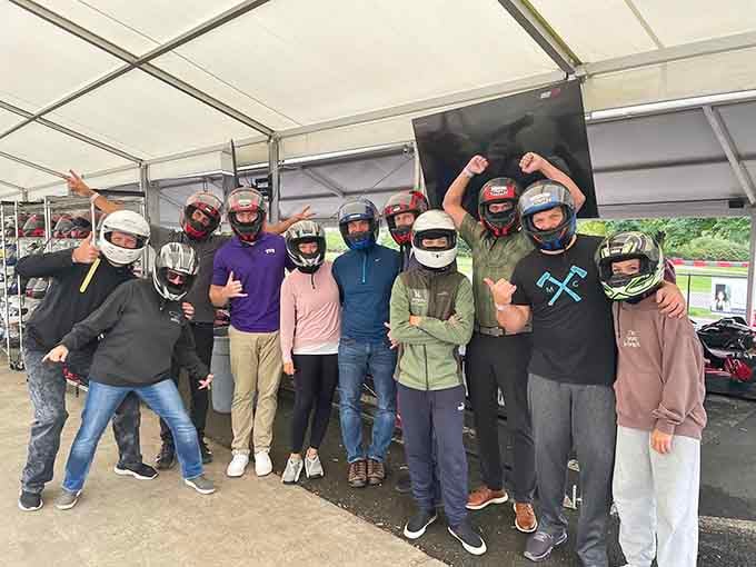 The racing family that plays together stays together&mdash;helmets on, smiles wide, memories being made right now.