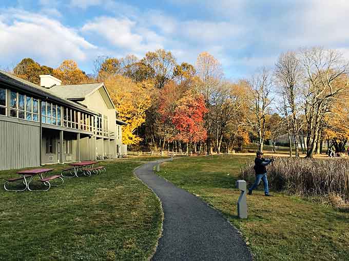 A photographer captures fall's golden hour near the visitor center, where nature puts on its annual Technicolor spectacular.