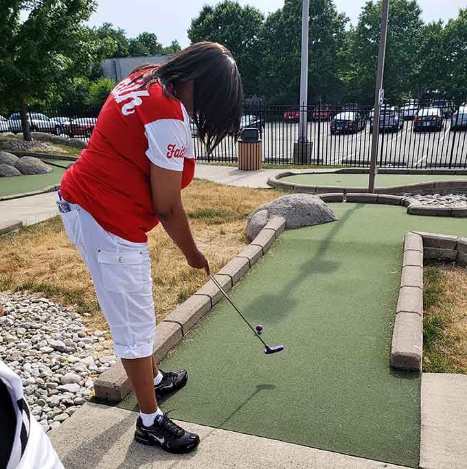 Concentration level: trying to remember where you left your reading glasses while sinking this crucial putt.
