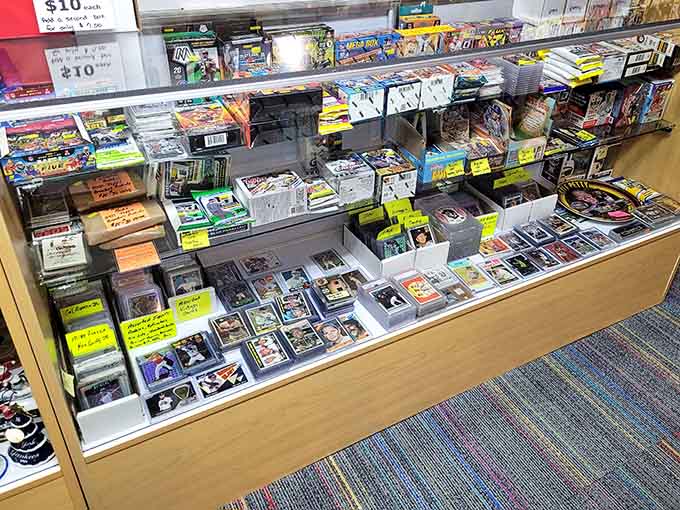 Comic books and collectibles stacked like memories waiting to be rediscovered by their rightful nostalgic owners.