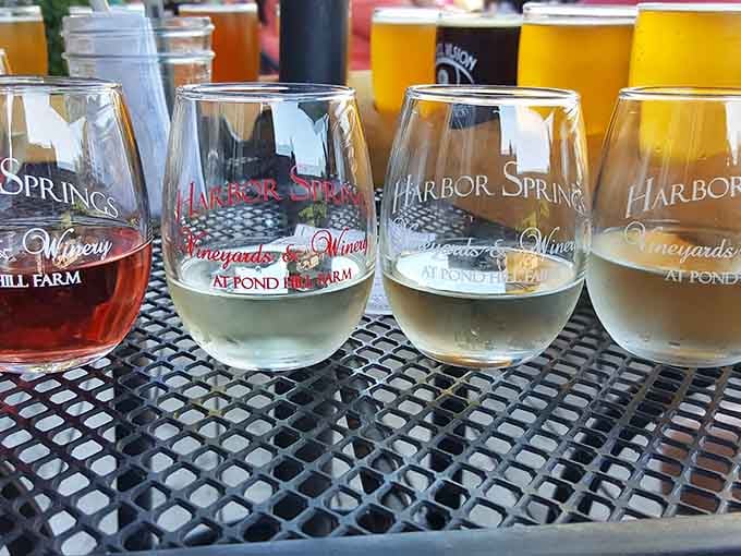 A proper wine flight that lets you taste your way through Northern Michigan without leaving your seat or your dignity.