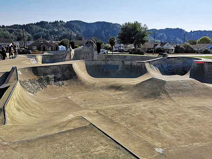 Even the skate park gets a mountain backdrop because Oregon doesn't do anything halfway when it comes to scenery.