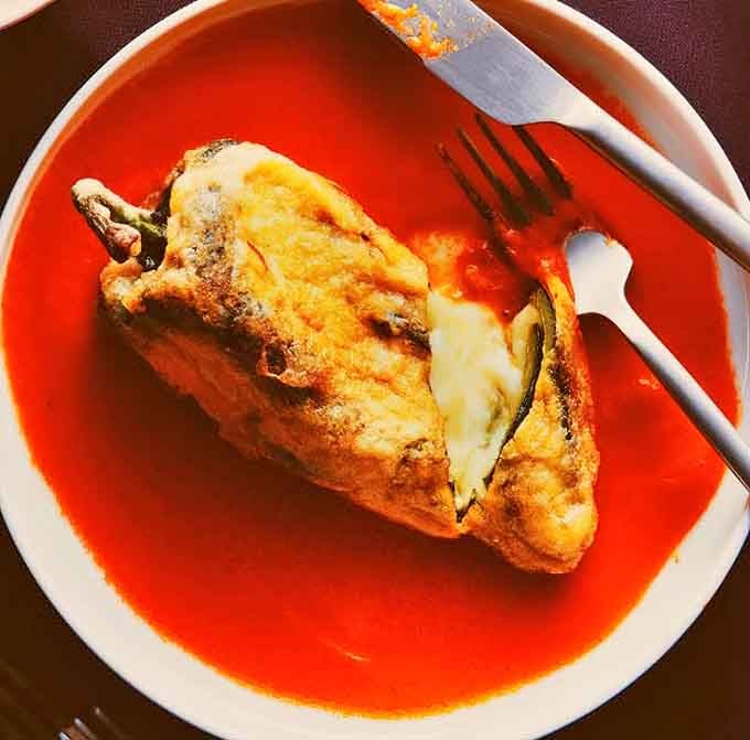That chile relleno swimming in red sauce is basically a warm hug in edible form.