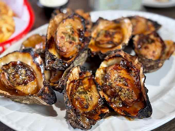 Those char marks tell you everything about how seriously they take their grilled oyster game here.