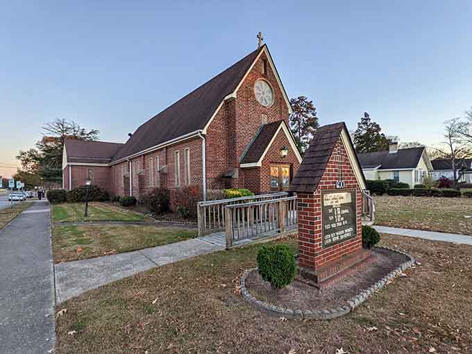 Brick churches anchoring communities since before "community" became a buzzword on social media platforms everywhere.