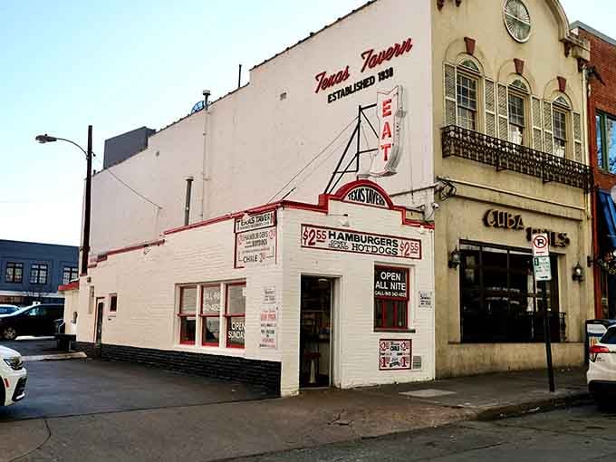 Texas Tavern's iconic white exterior has been feeding night owls and early birds since the Depression era.