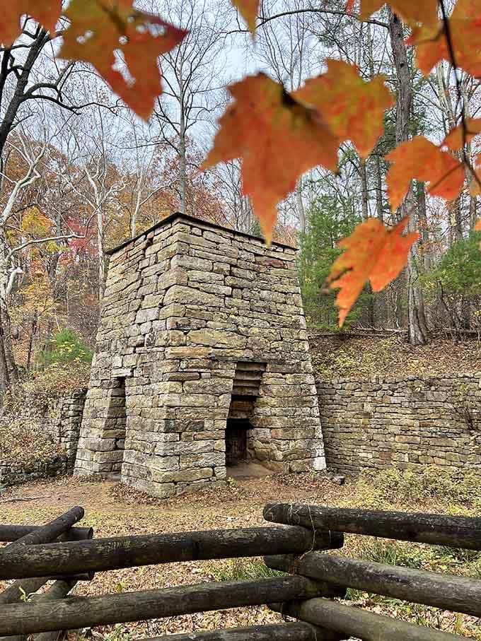This historic stone furnace stands as a reminder that people have been drawn to this spot for generations.