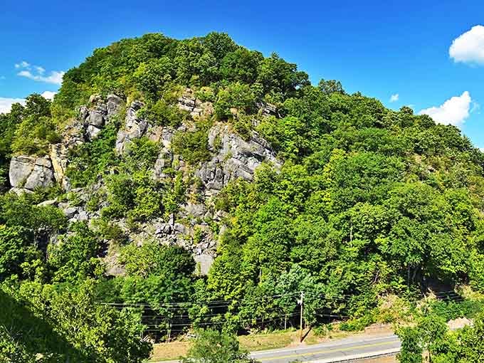 Joppenbergh Mountain rises dramatically above the landscape, reminding you that geology can be genuinely impressive when it wants to be.