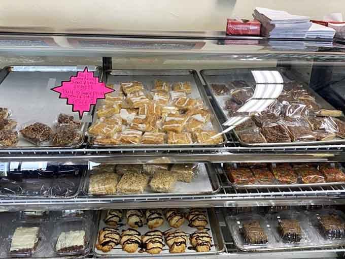 The pastry case looks like someone raided a European bakery and decided to share the wealth with North Texas.