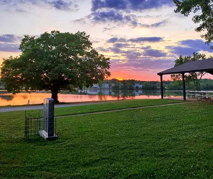 Sunset at the park paints the sky in colors that would make Bob Ross reach for extra brushes.