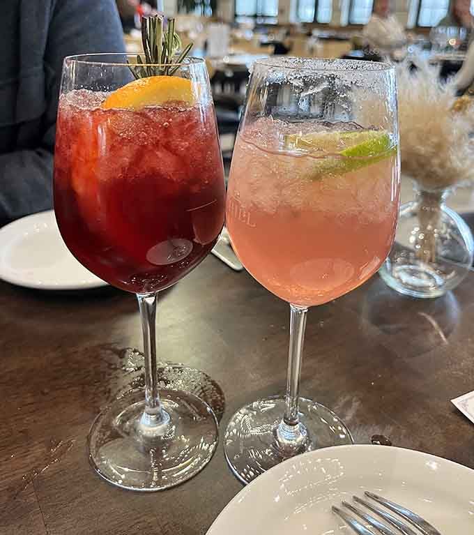 Even the mocktails get the fancy treatment here, because designated drivers deserve beautiful beverages too.