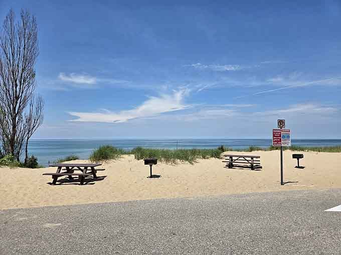 Oval Beach offers picnic tables with million-dollar views, no reservation required for this lakeside dining room.