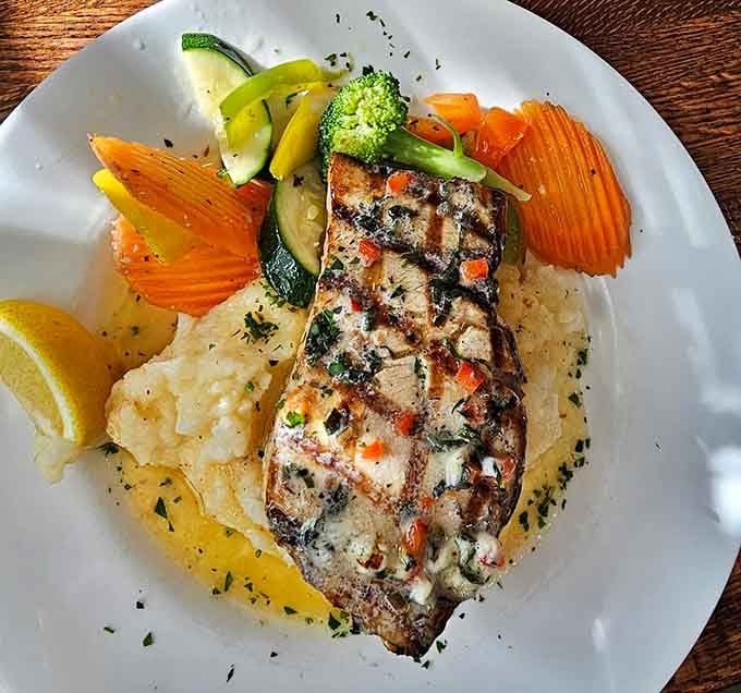 Swordfish so beautifully plated, it almost seems wrong to disturb it. Almost being the key word here.