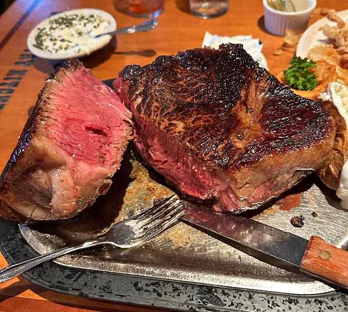 Even the regular-sized steaks here are beautifully charred perfection, cooked exactly to your specifications.
