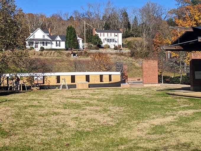 Historic canal remnants frame modern community spaces, blending Virginia's past with its present perfectly and peacefully.