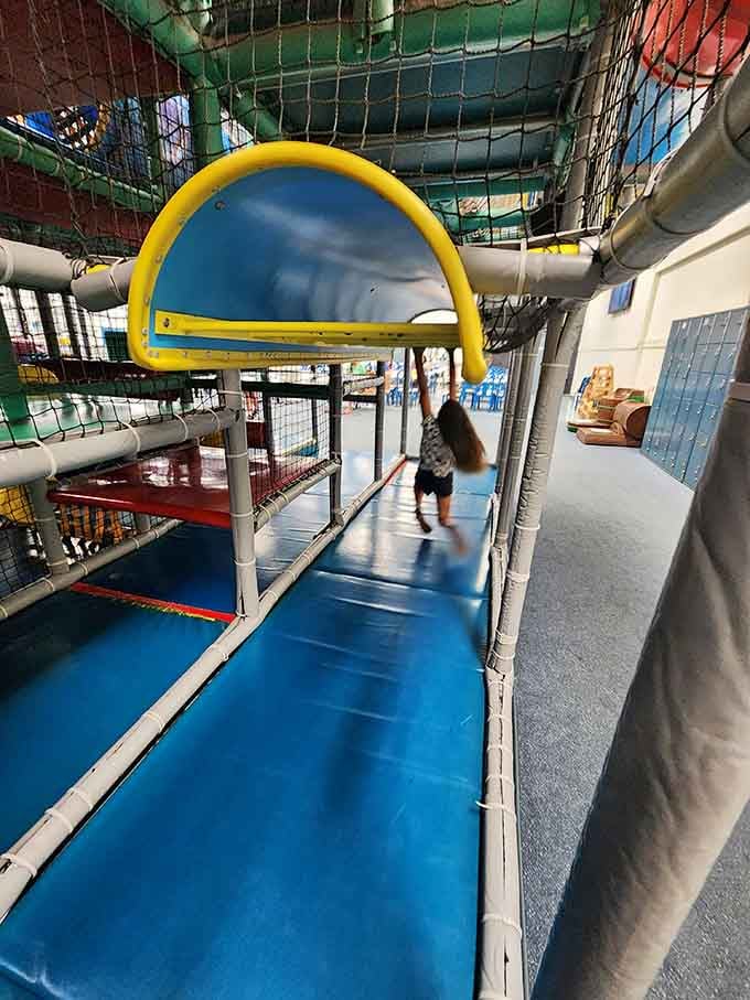 Multi-level climbing structures let kids burn energy like they're training for some adorable, pint-sized Olympics competition.