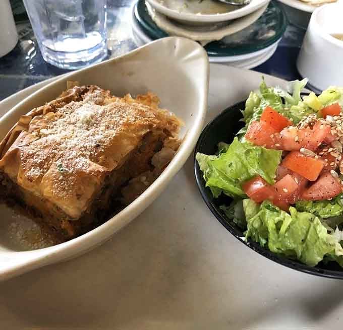Flaky baklava meets fresh salad in a combination that somehow makes perfect sense once you taste it together.