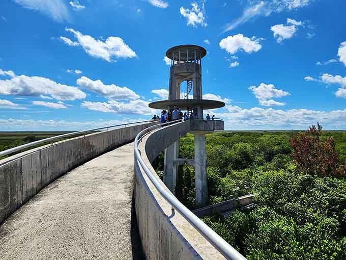 The walkway curves like a concrete ribbon gift-wrapped around one of nature's most spectacular presents to Florida.