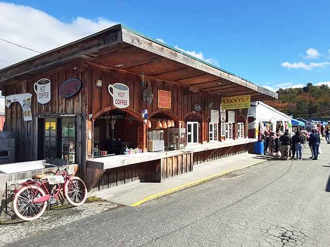 Coffee and comfort food await at rustic stands where calories don't count and smiles are mandatory.