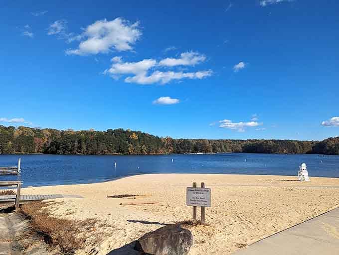 Mountains frame the water in a view that coastal beaches simply can't replicate or compete with.