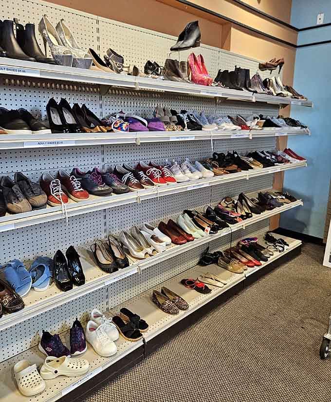 Rows of shoes displayed like a proper retail store make finding your size actually possible.