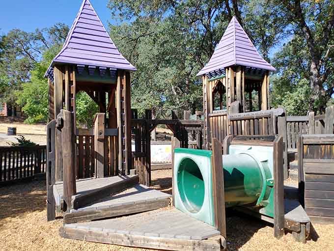 This playground looks like a castle where kids can rule their own kingdom for an afternoon.