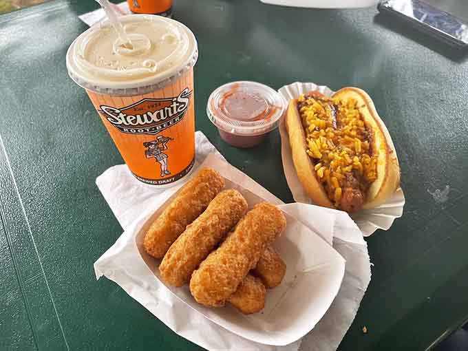 Chili dog, mozzarella sticks, and a float: the holy trinity of drive-in dining done absolutely right.