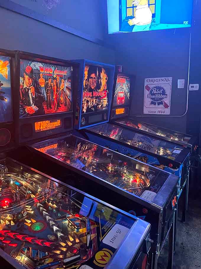 These pinball machines aren't museum pieces, they're fully operational time machines demanding your immediate attention and quarters.