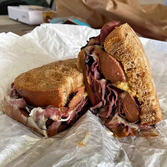 Piled high with meat and melted cheese, this beauty makes portion control look downright silly.