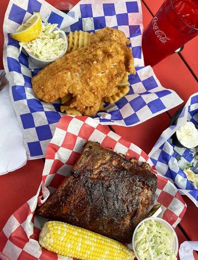 Fish and chips meets mountain barbecue in a combo that shouldn't work but absolutely does, beautifully.