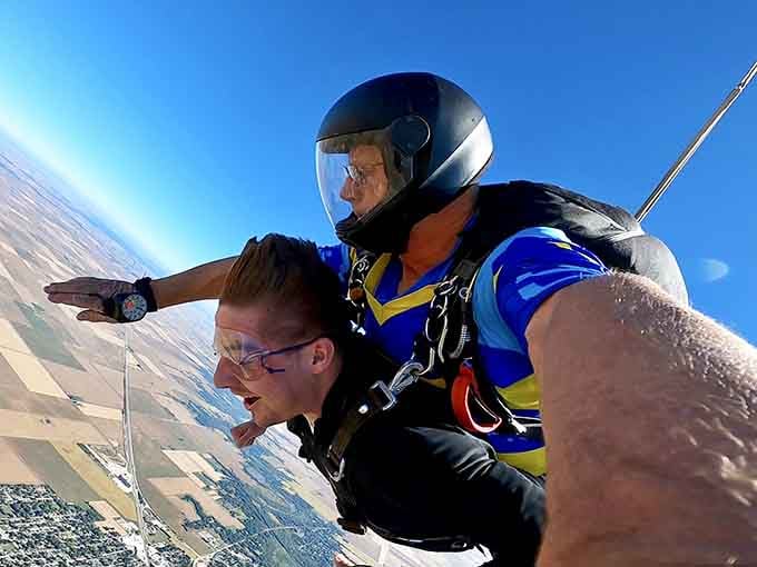 Nothing says "trust fall" quite like jumping out of a perfectly good airplane over central Illinois farmland.