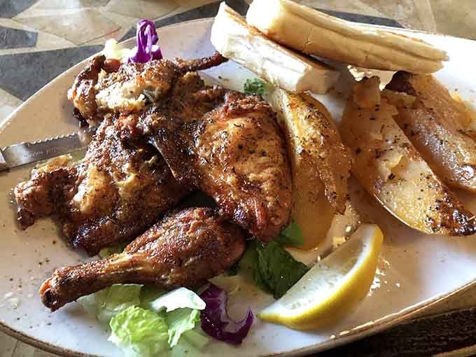 Greek chicken done right, with enough seasoning to make you forget you're nowhere near the Aegean Sea.