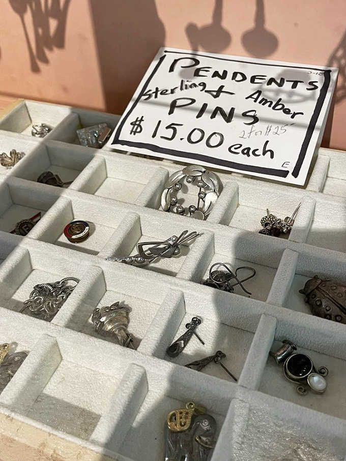 Sterling silver and amber pins that once adorned lapels at garden parties your great-grandmother would've attended.