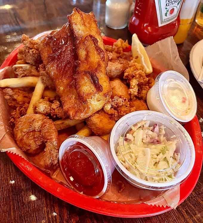 A fried seafood platter so generous, it makes you wonder if sharing is actually overrated after all.