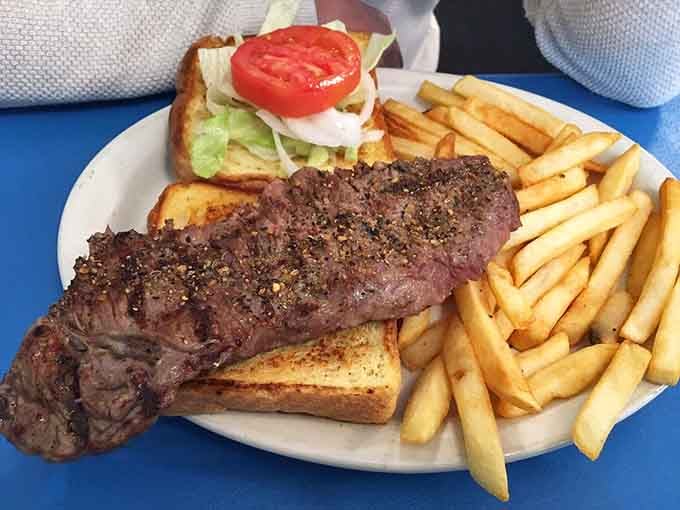 When your steak sandwich needs its own zip code, you know you're getting serious value for your money here.