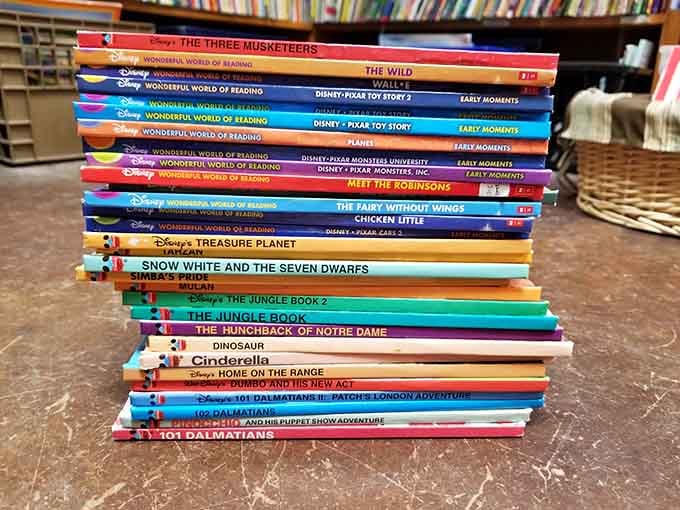 Disney classics stacked high enough to make any parent's wallet breathe a sigh of relief at these prices.