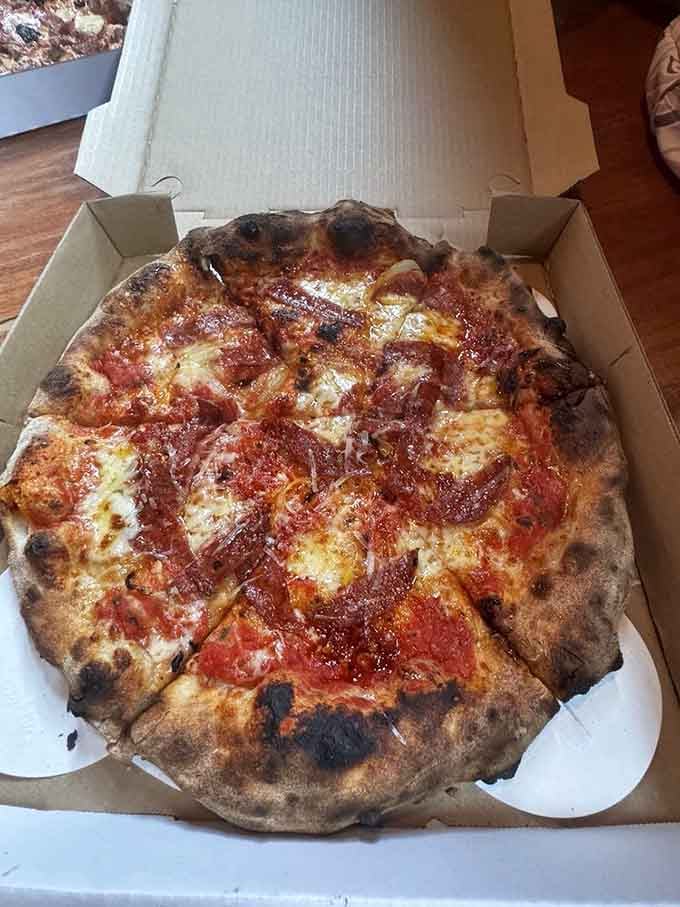 Calabrian chillies and hot soppressata bring the heat without requiring a fire extinguisher on standby nearby.