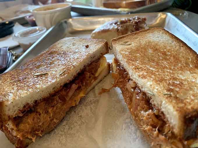 The Palmetto combines BBQ pulled pork with eggs and cheddar, proving breakfast and BBQ belong together after all.