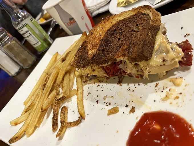 The Reuben sandwich, proof that some classics achieve perfection and then wisely stop messing with the formula.