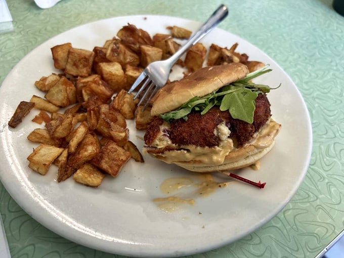 Who says breakfast joints can't do lunch? This salmon burger proves The Little Grill has skills beyond sunrise.