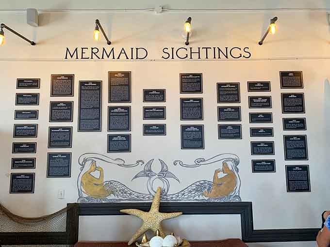 Turns out people have been spotting mermaids all over the world, and this wall documents every single fascinating sighting.