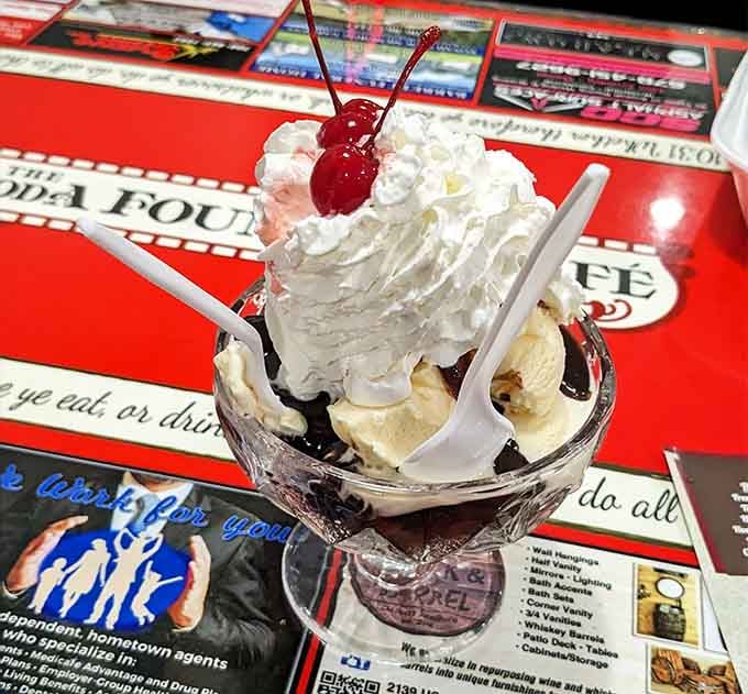 Mountains of whipped cream tower over ice cream like delicious snow-capped peaks you actually want to climb.