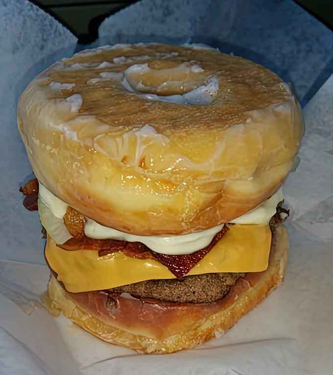 Yes, that's a donut serving as a burger bun, because sometimes genius looks like beautiful, delicious madness.