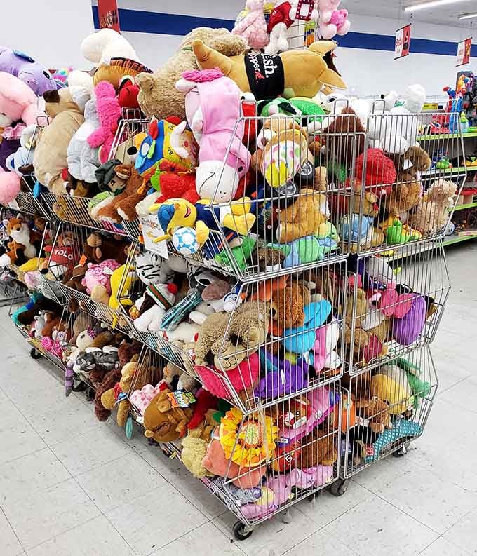 This mountain of plush toys proves that stuffed animals never truly retire, they just find new homes.