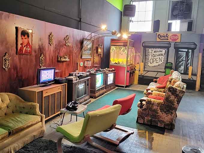 Classic consoles lined up like old friends waiting to remind you of simpler gaming days.